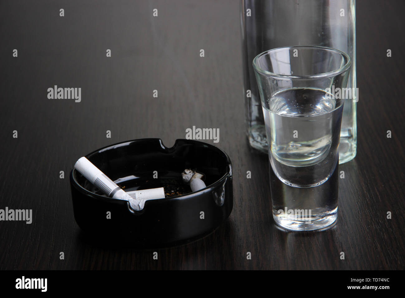 Vodka on table close-up Stock Photo - Alamy