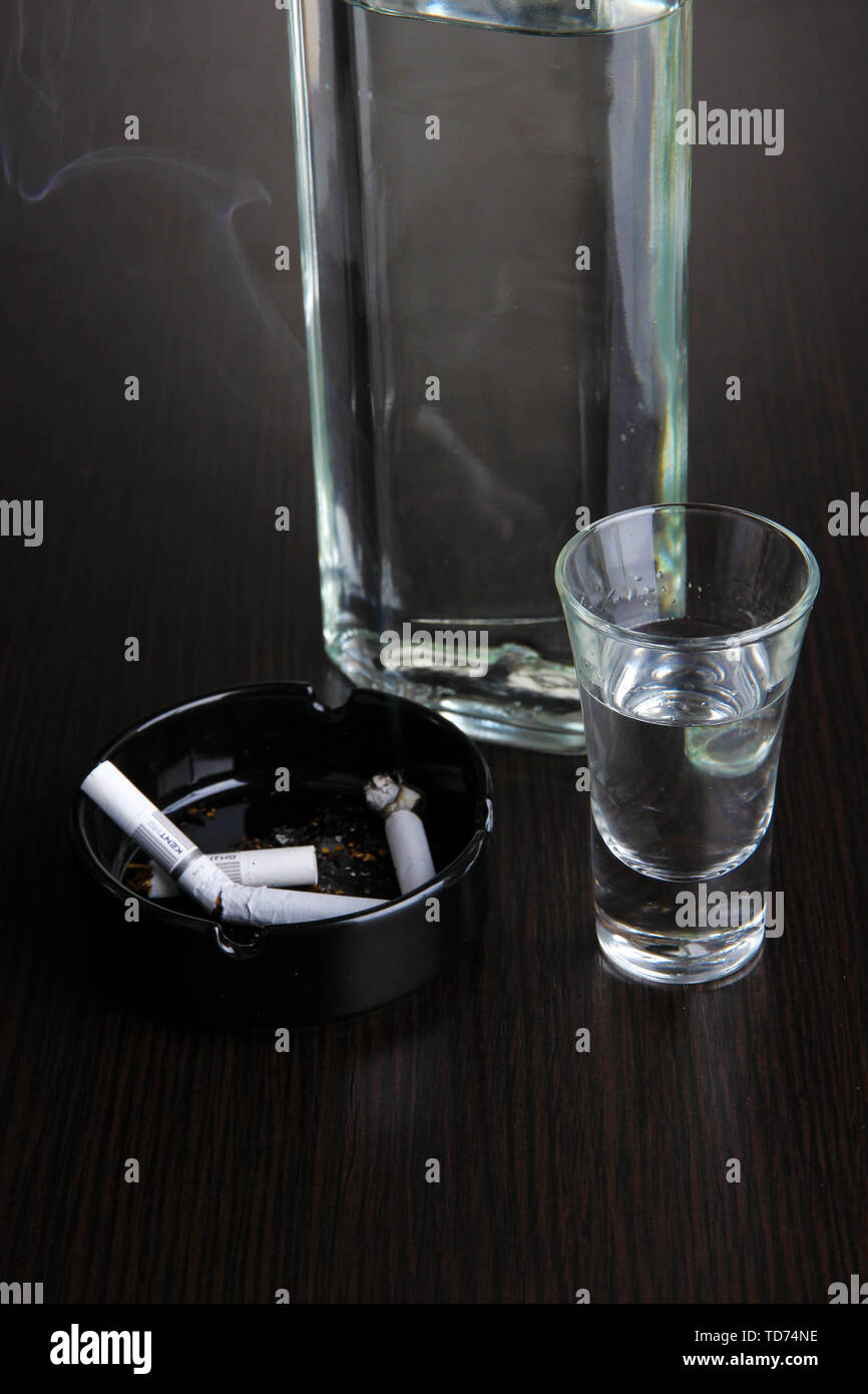 Vodka on table close-up Stock Photo - Alamy
