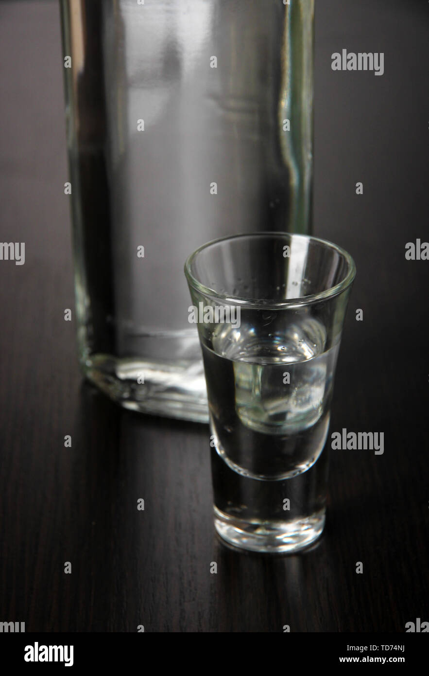 Vodka on table close-up Stock Photo - Alamy