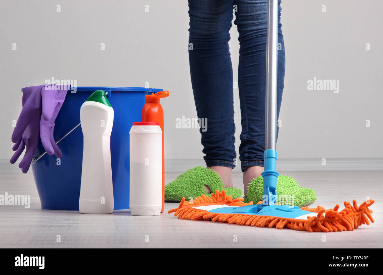 Cleaning floor in room close-up Stock Photo - Alamy