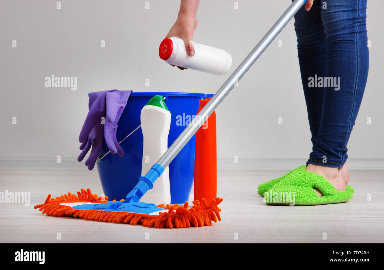Cleaning floor in room close-up Stock Photo - Alamy