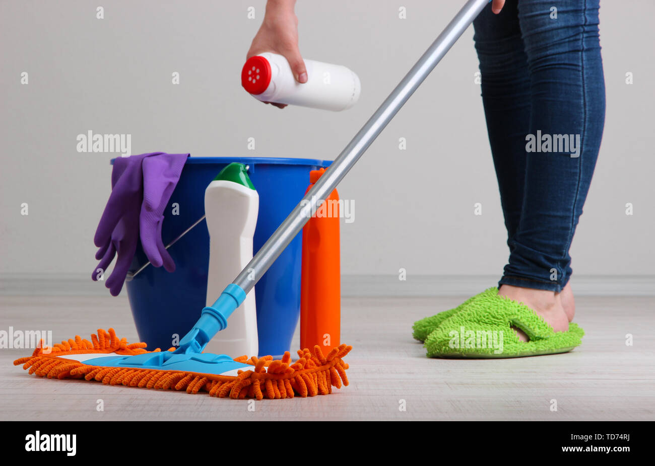 Cleaning floor in room close-up Stock Photo - Alamy