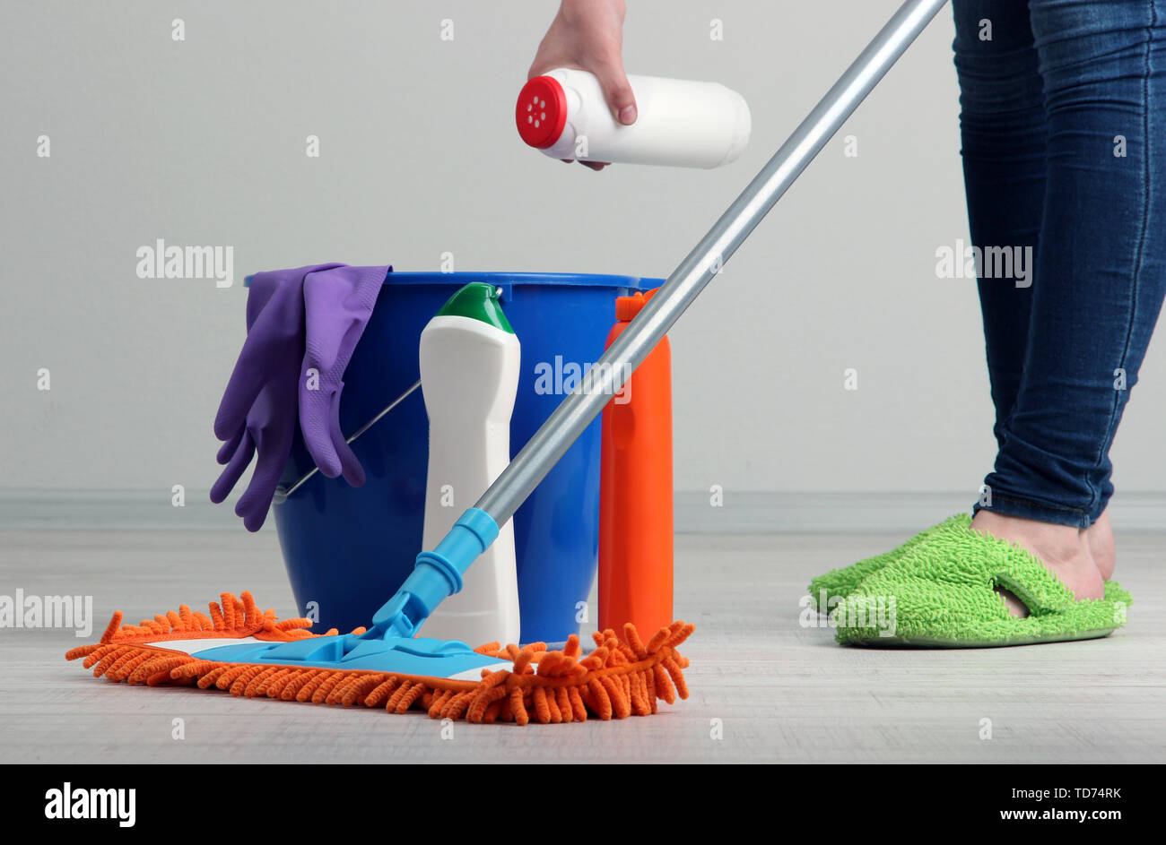 Cleaning floor in room close-up Stock Photo - Alamy
