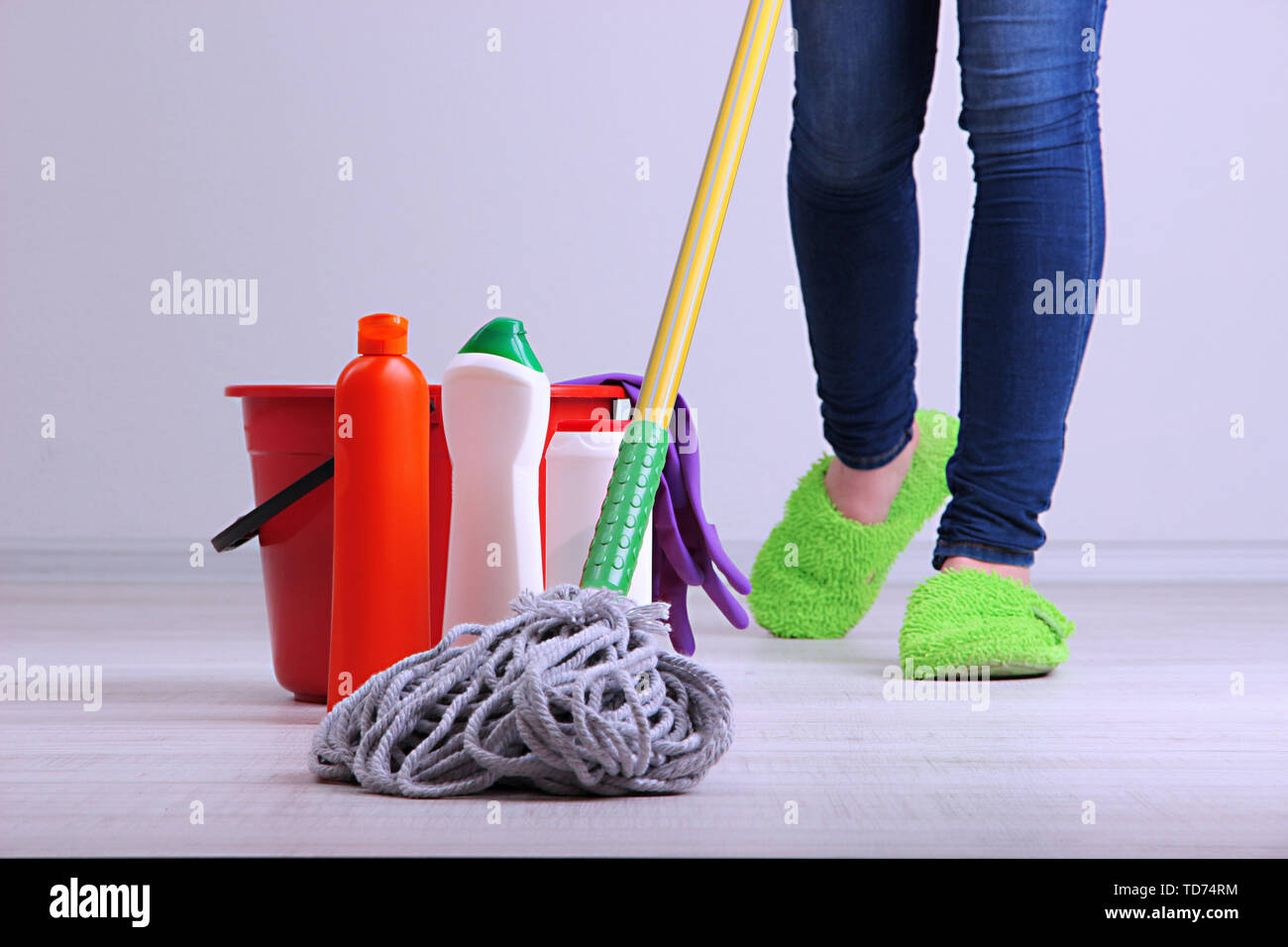 Cleaning floor in room close-up Stock Photo - Alamy