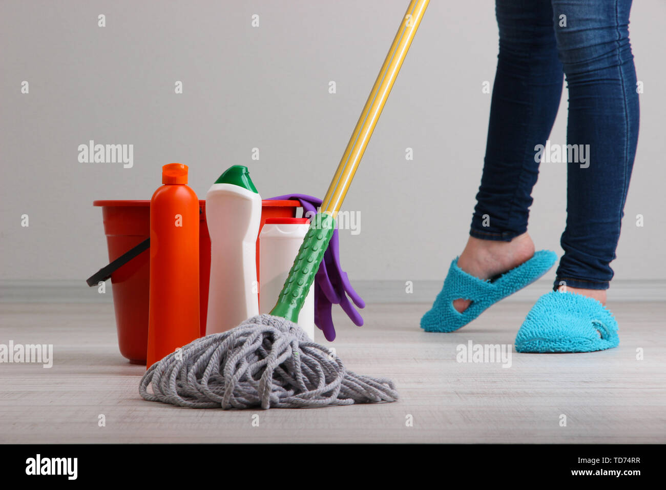 Cleaning floor in room close-up Stock Photo - Alamy