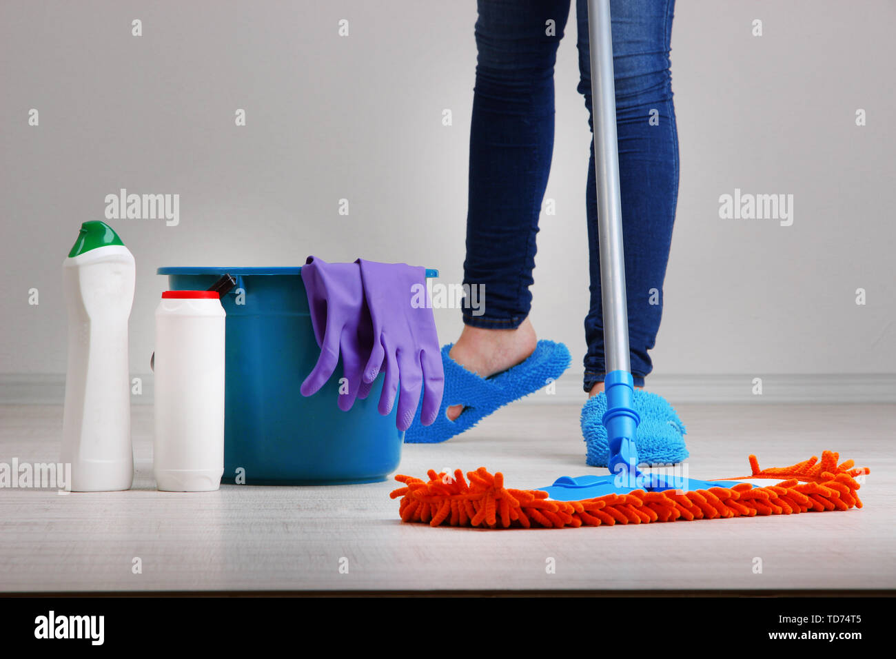 Cleaning floor in room close-up Stock Photo - Alamy