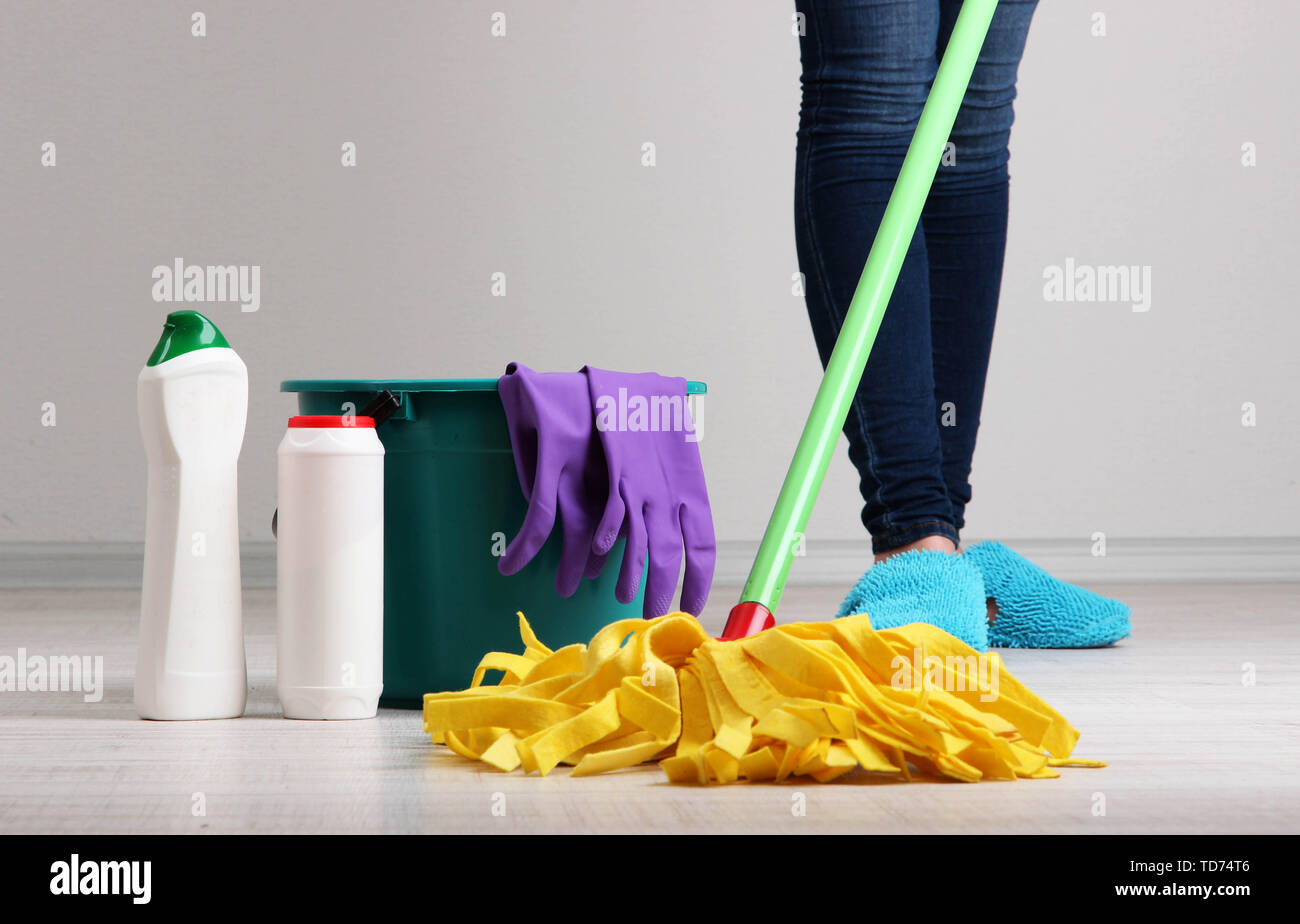Cleaning floor in room close-up Stock Photo - Alamy
