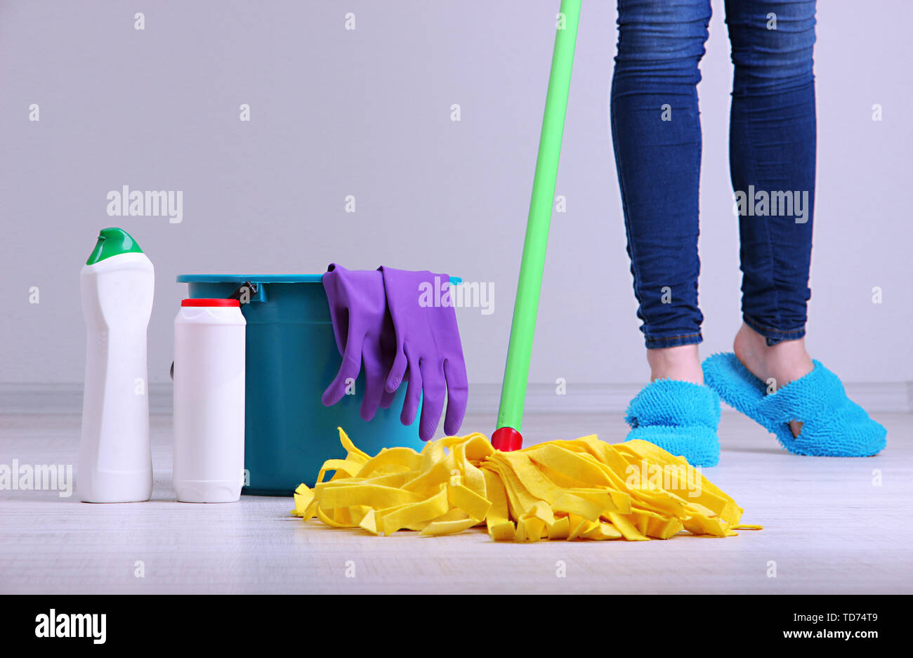Cleaning floor in room close-up Stock Photo - Alamy