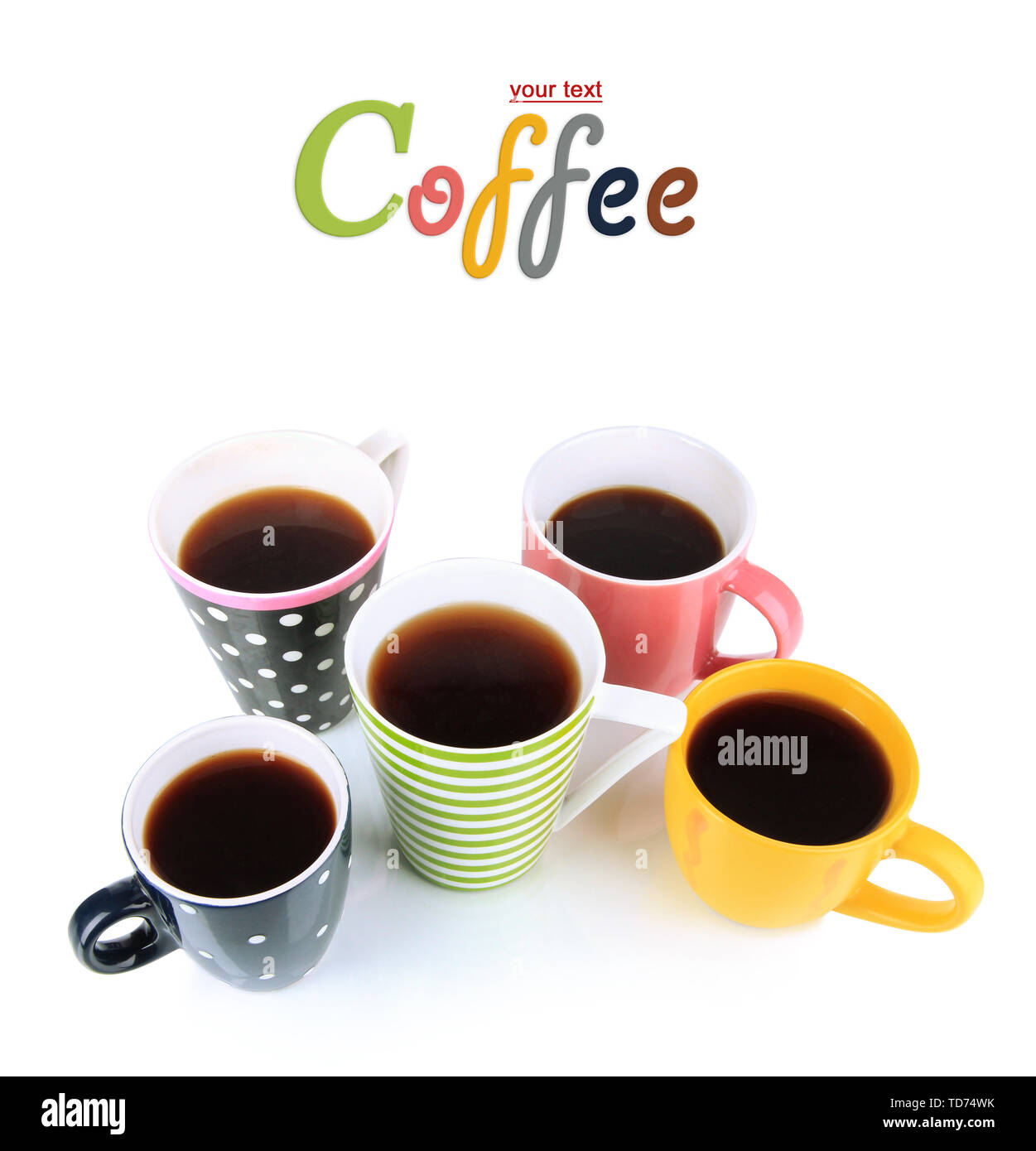 Many cups of coffee isolated on white Stock Photo - Alamy