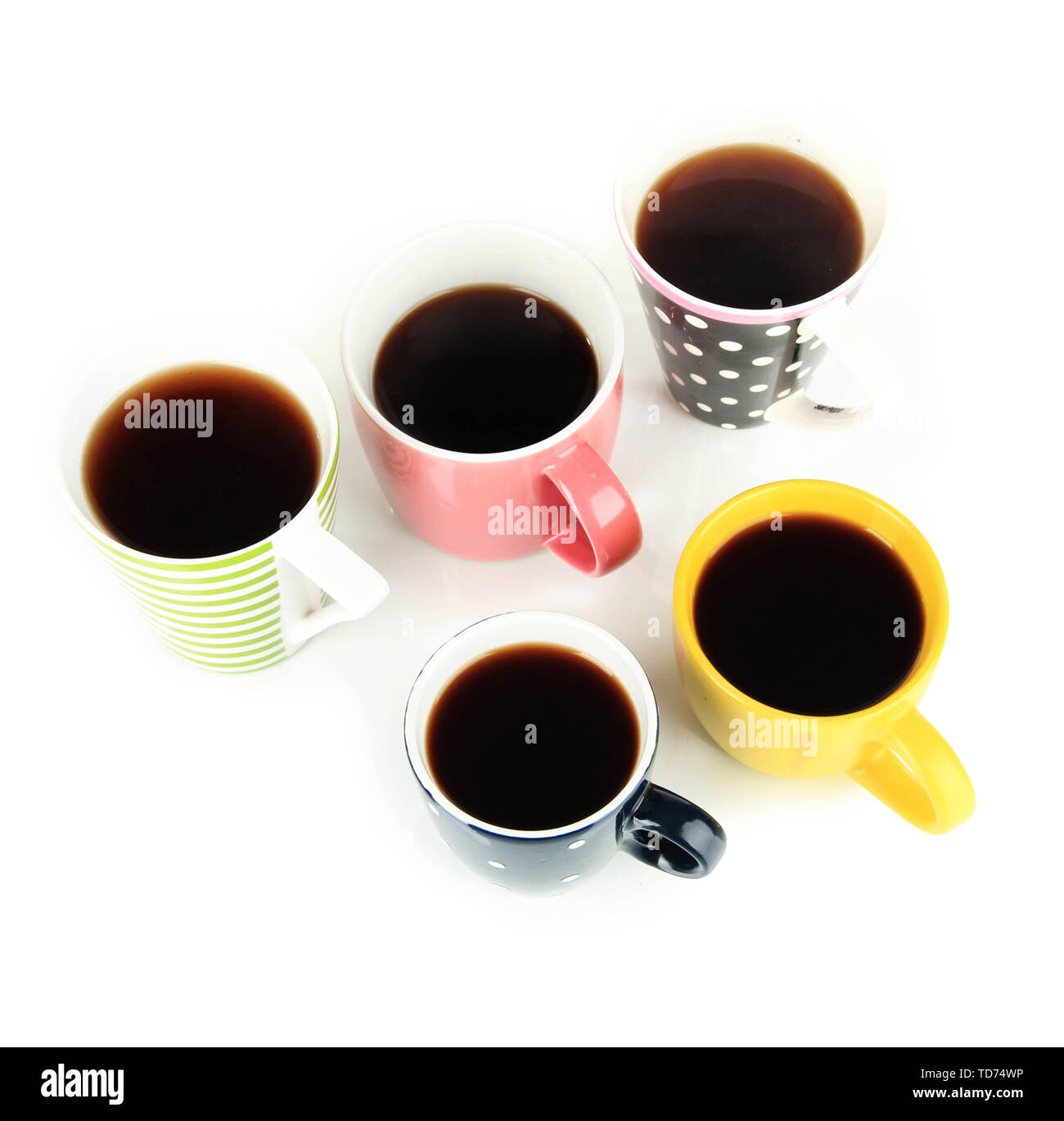 Many cups of coffee isolated on white Stock Photo - Alamy