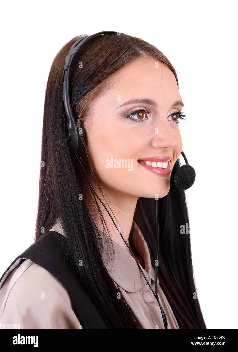 Call center operator, isolated on white Stock Photo - Alamy