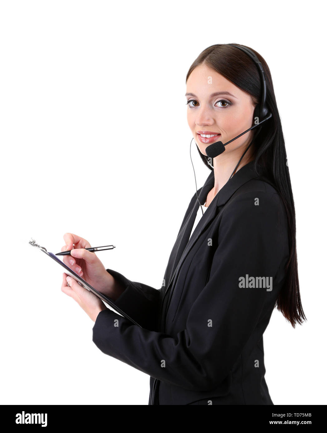 Call center operator, isolated on white Stock Photo - Alamy