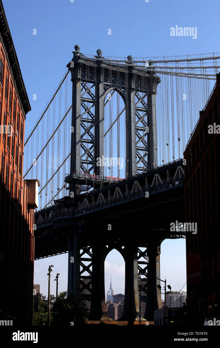General view of the Manhattan Bridge from Dumbo, New York Stock Photo ...