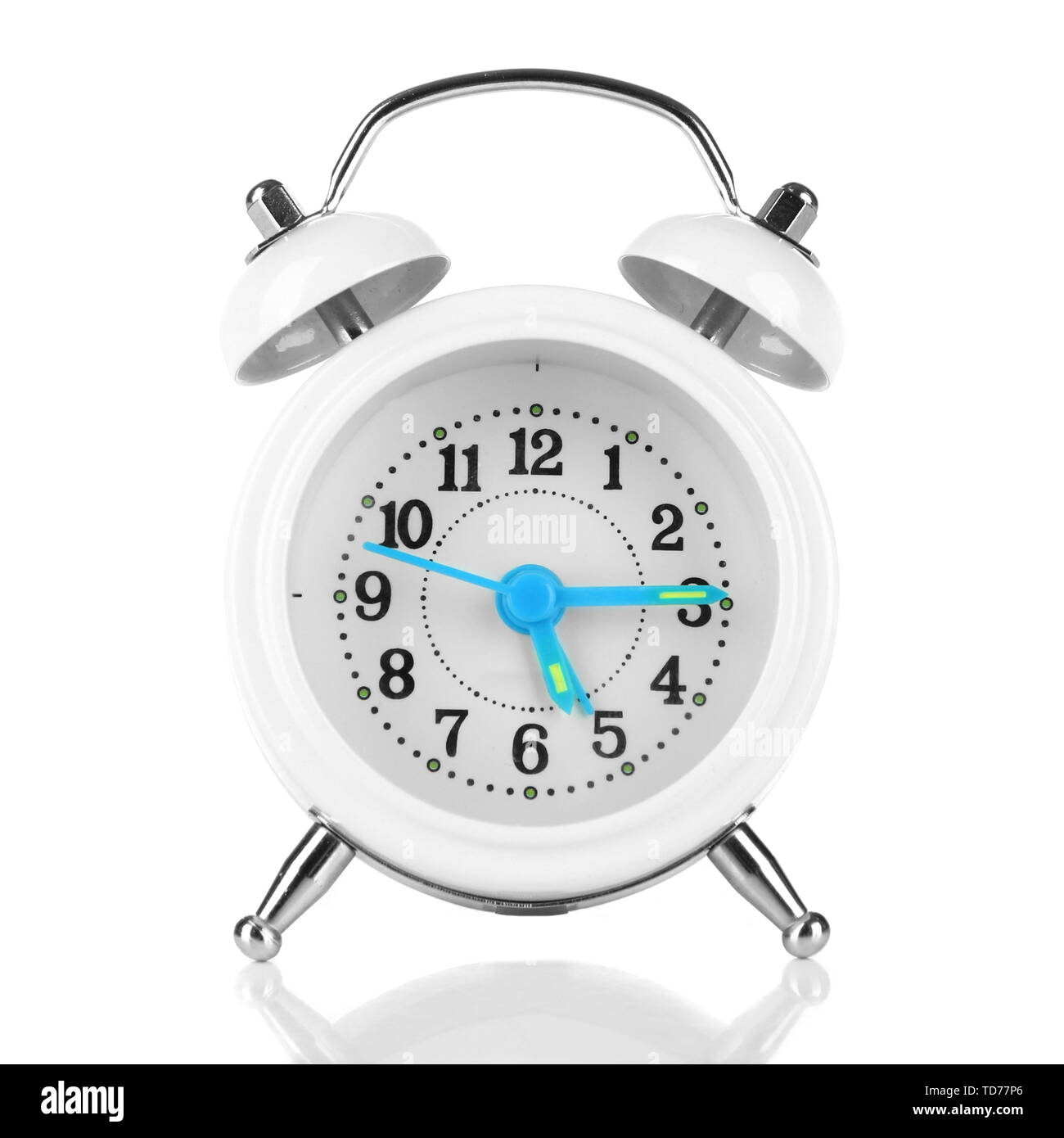 Old style alarm clock isolated on white Stock Photo - Alamy