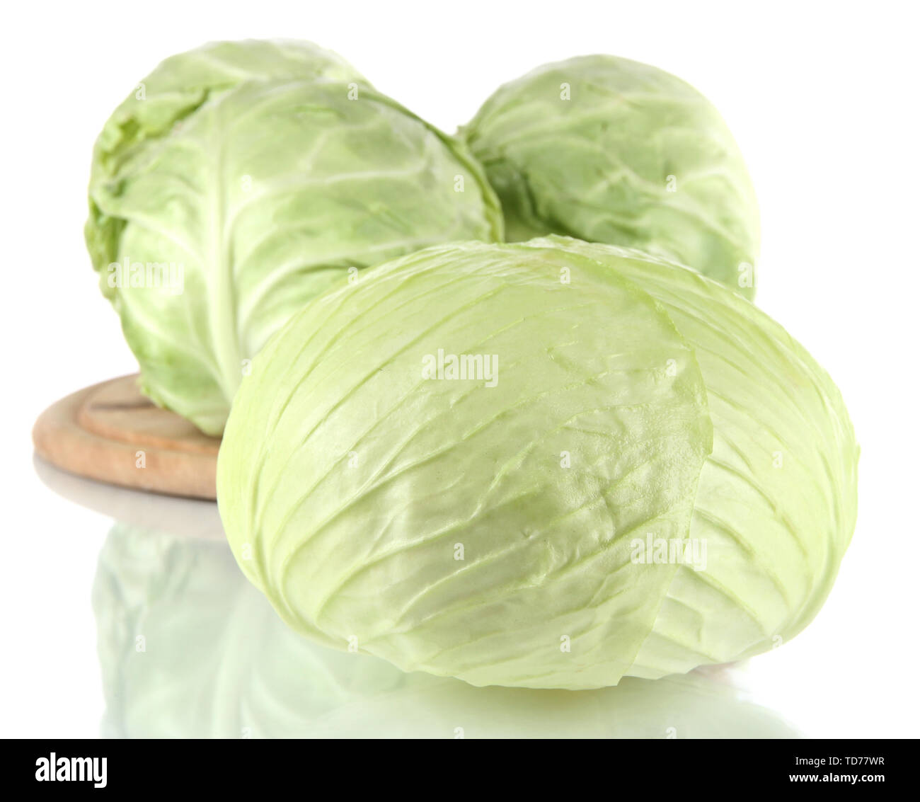 Cabbage on board for cutting isolated on white Stock Photo - Alamy
