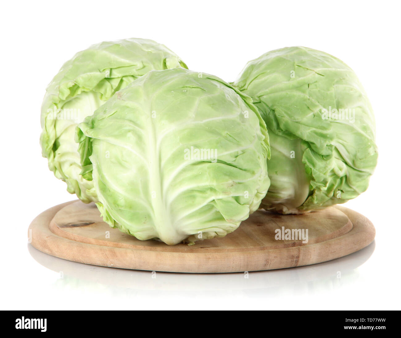 Cabbage on board for cutting isolated on white Stock Photo - Alamy