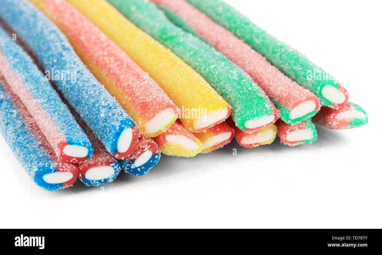 Sweet jelly candies isolated on white Stock Photo - Alamy