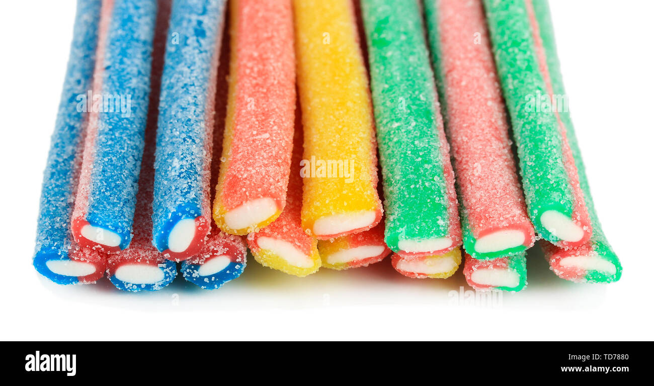 Sweet jelly candies isolated on white Stock Photo - Alamy