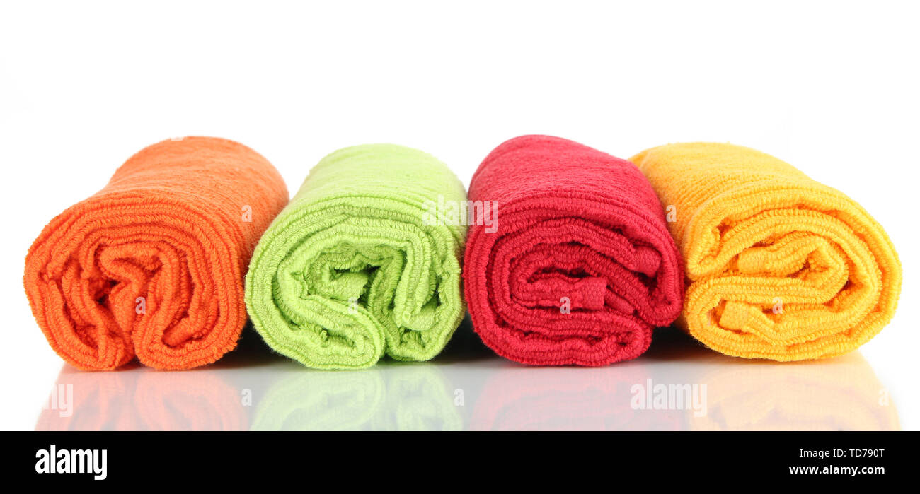 Colorful towels isolated on white Stock Photo - Alamy