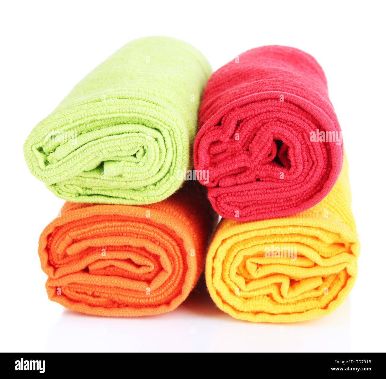Colorful towels isolated on white Stock Photo - Alamy