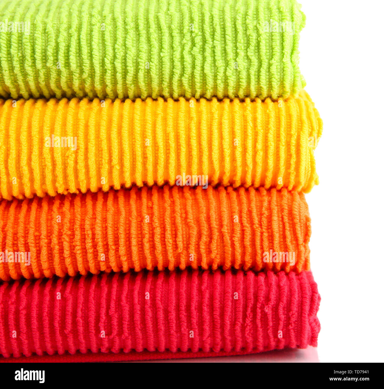 Colorful towels isolated on white Stock Photo - Alamy