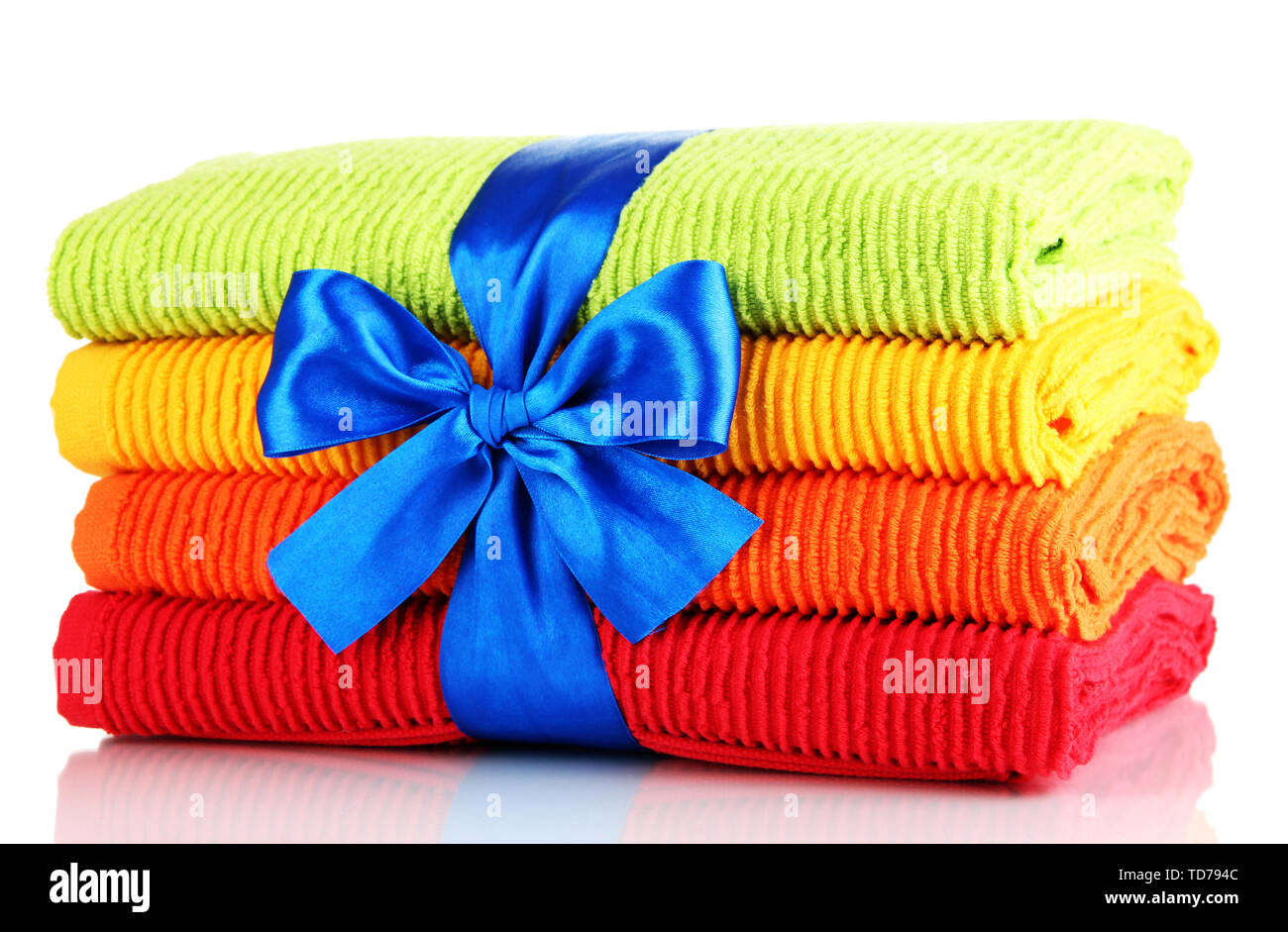 Colorful towels isolated on white Stock Photo - Alamy