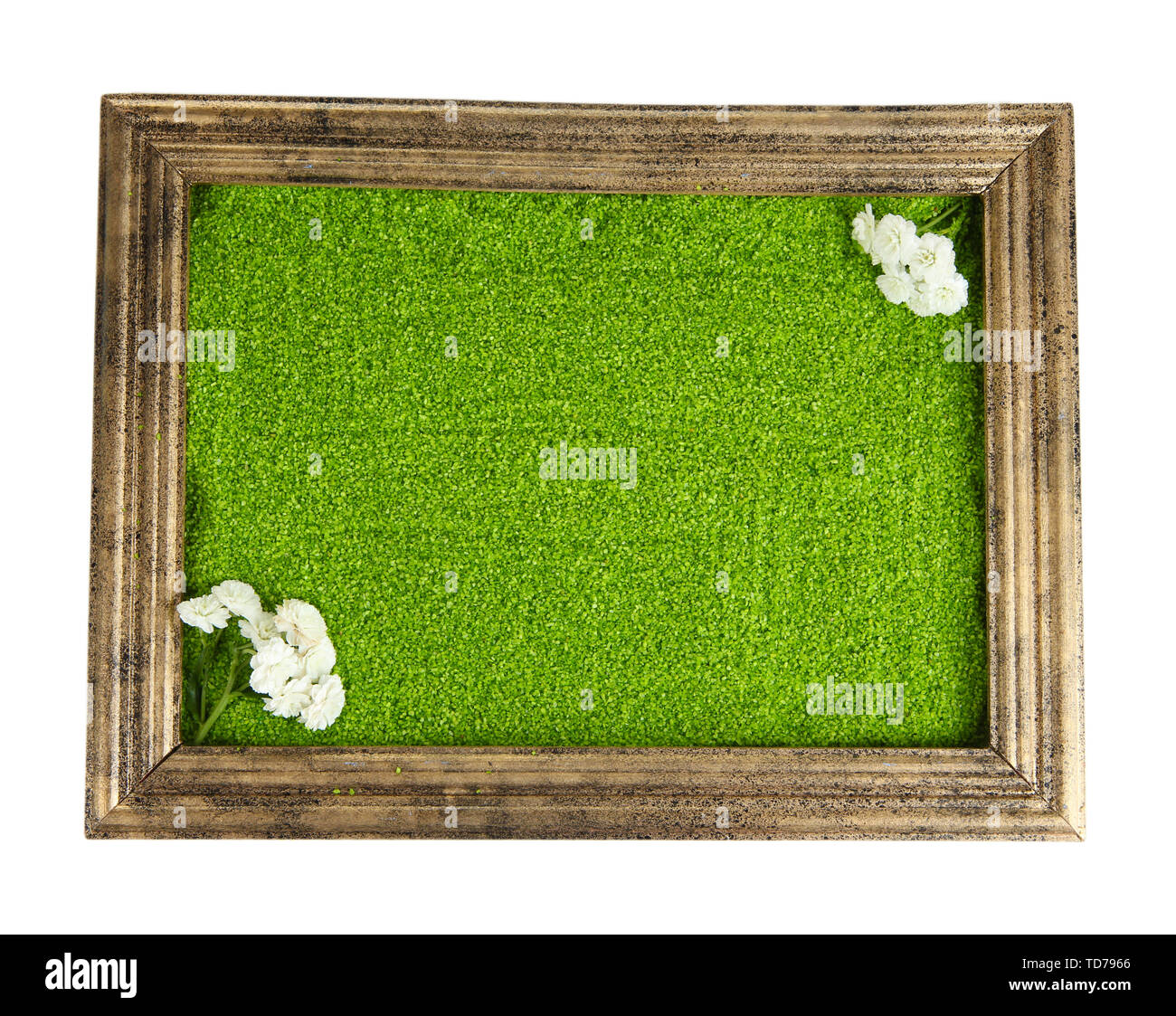 Picture of colored decorative sand with flowers isolated on white Stock ...