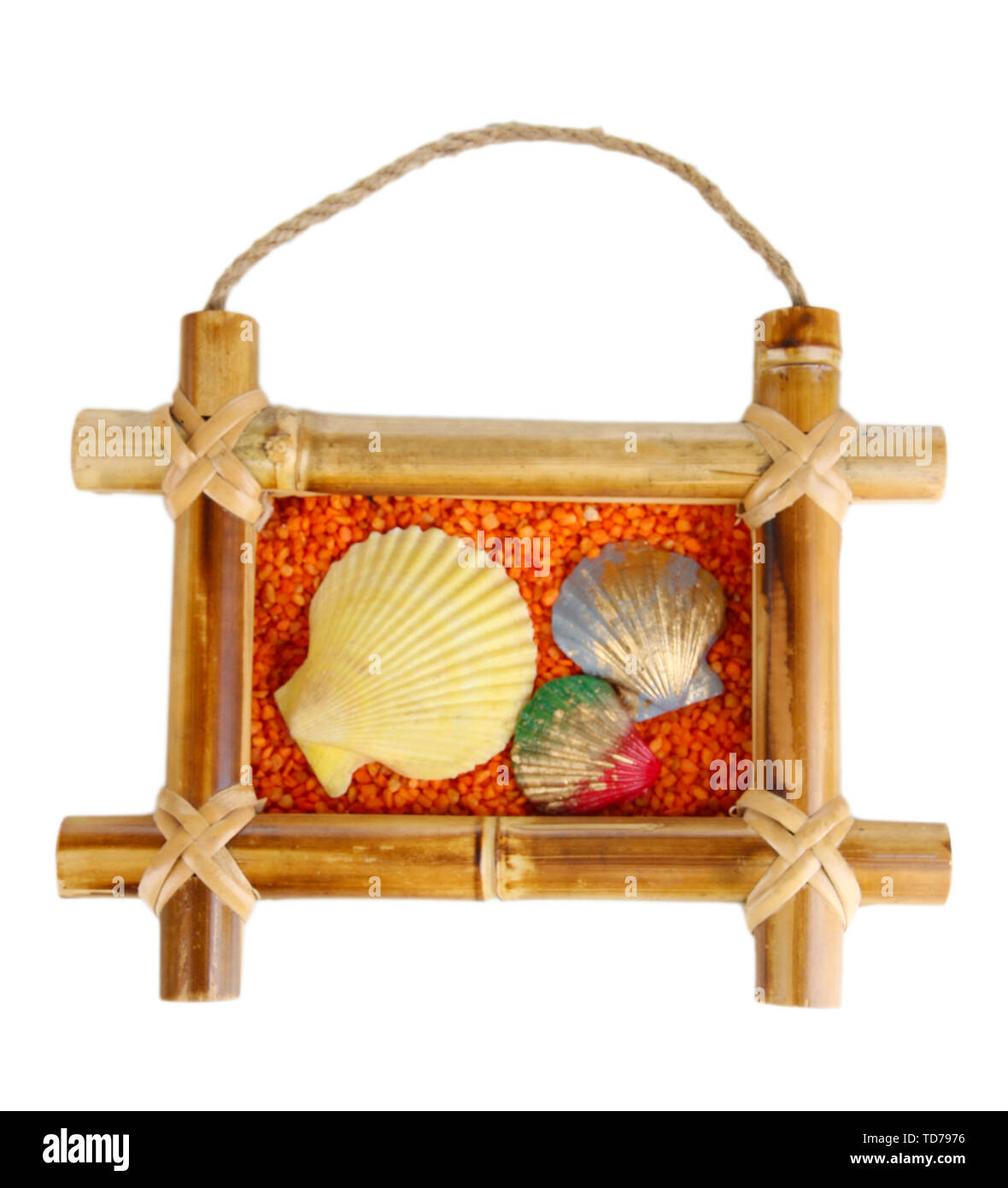 Picture of colored decorative sand with shells isolated on white Stock ...