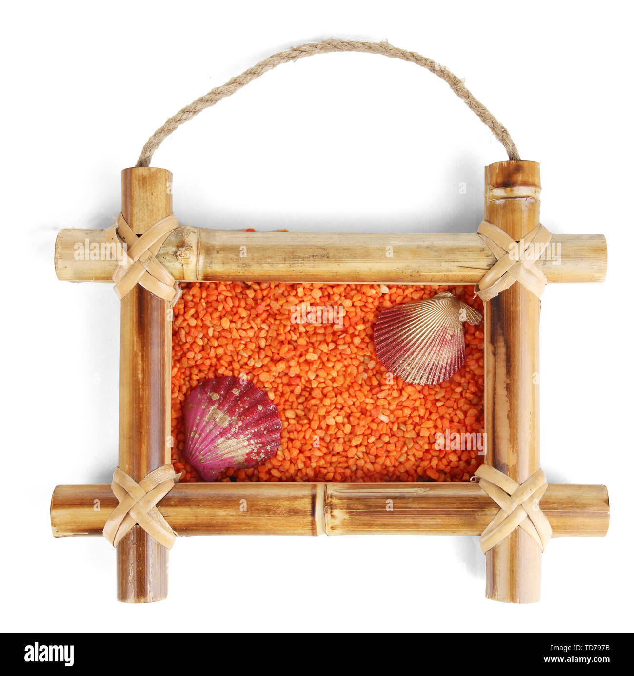 Picture of colored decorative sand with shells isolated on white Stock ...