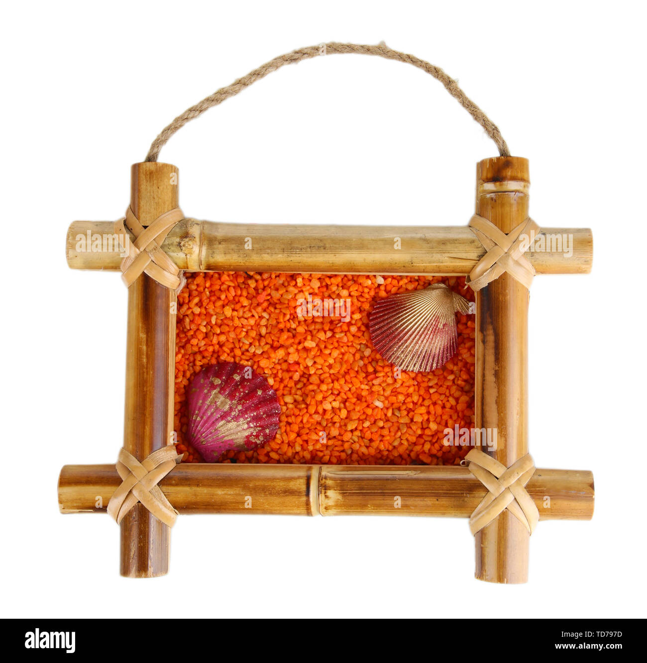 Picture of colored decorative sand with shells isolated on white Stock ...