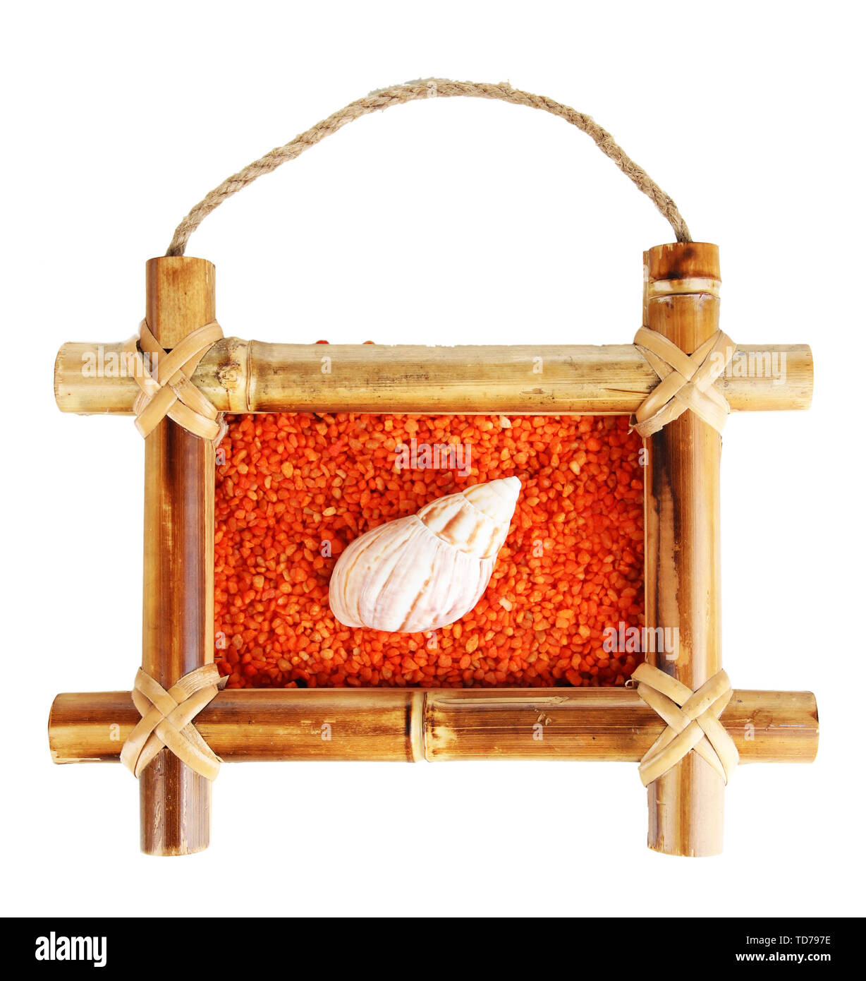 Picture of colored decorative sand with shells isolated on white Stock ...