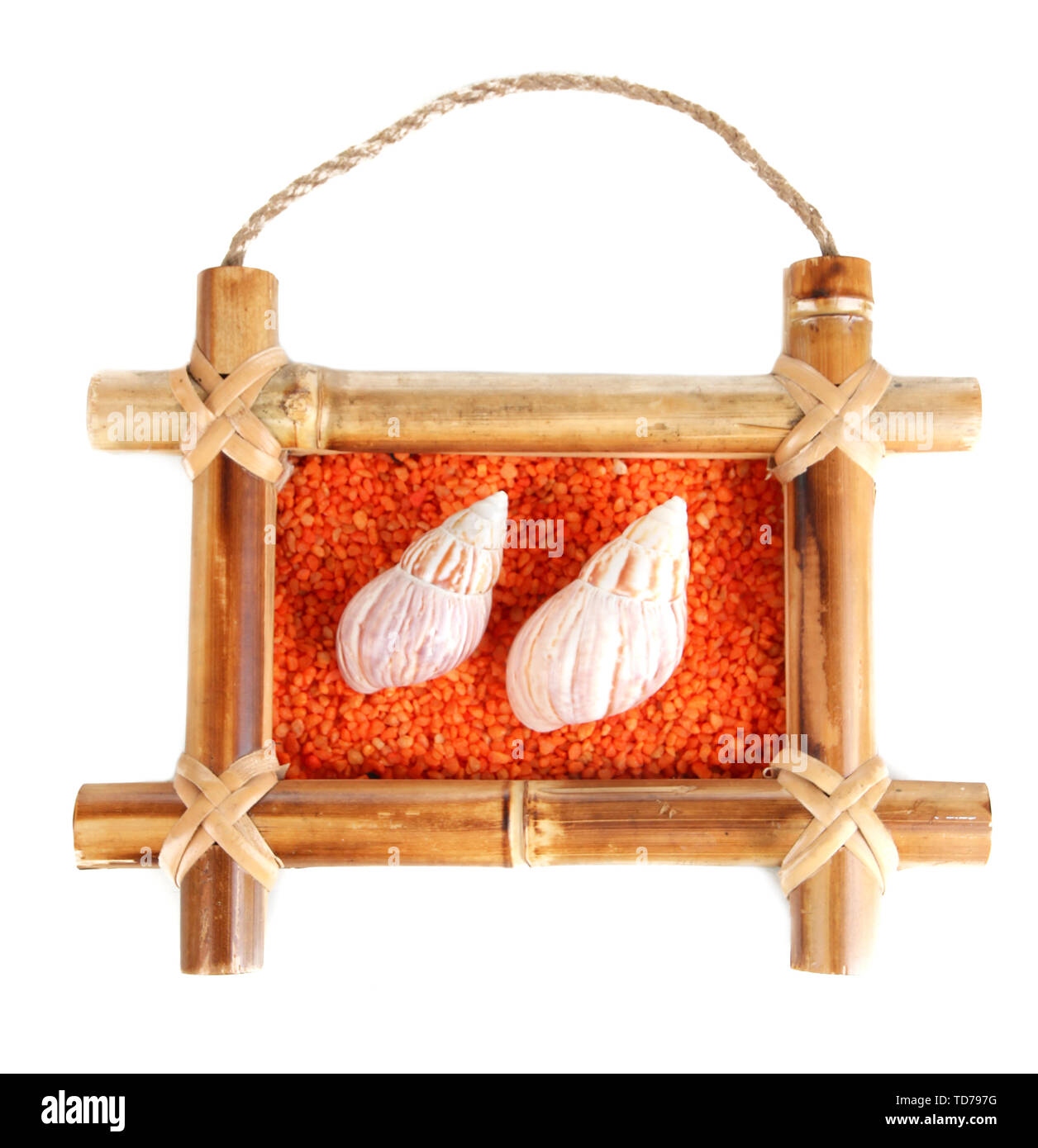 Picture of colored decorative sand with shells isolated on white Stock ...