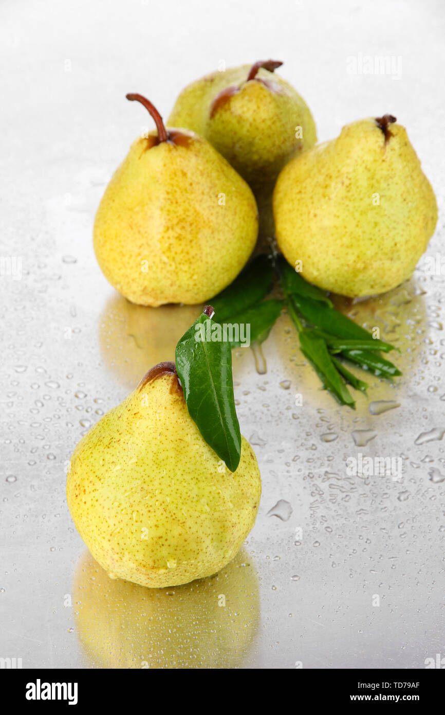 Pears on metal background Stock Photo - Alamy