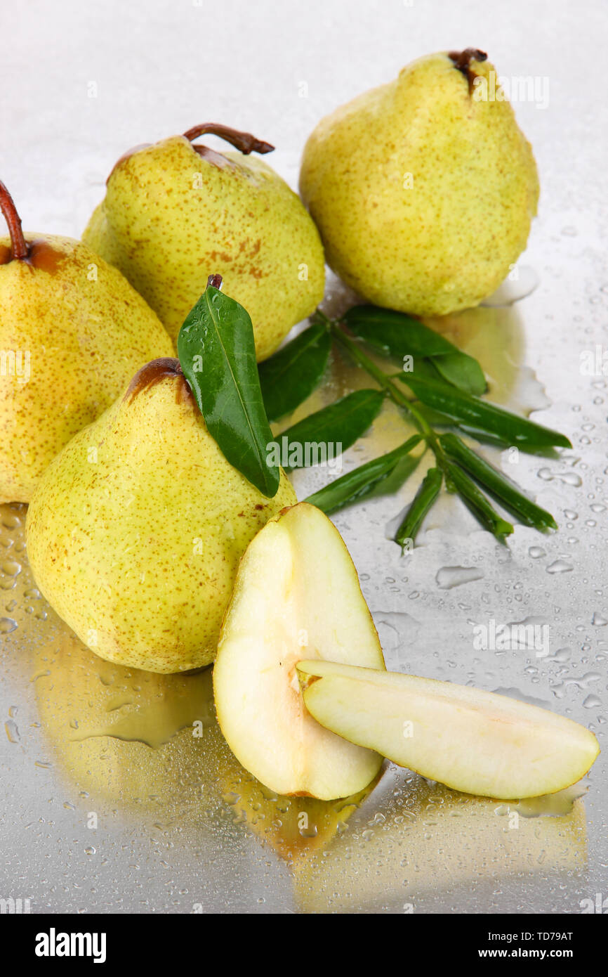 Pears on metal background Stock Photo - Alamy