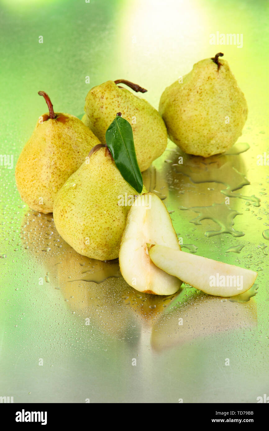 Pears on nature background Stock Photo - Alamy