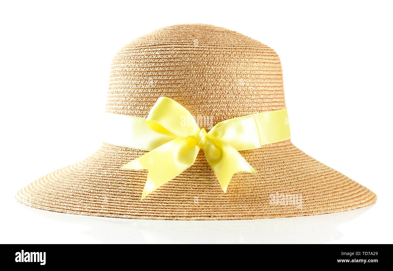 Beautiful summer hat, isolated on white Stock Photo - Alamy