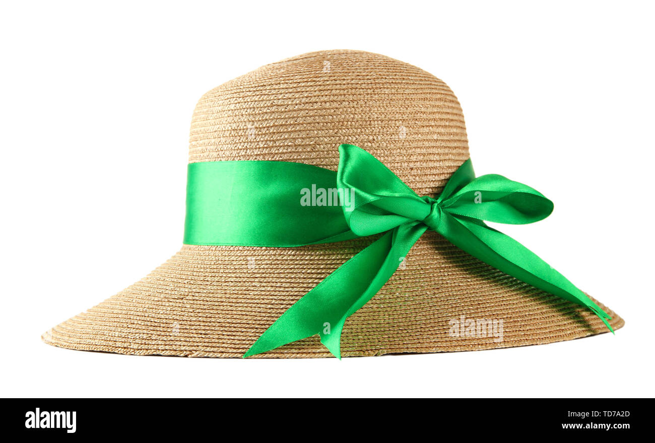 Beautiful summer hat, isolated on white Stock Photo - Alamy