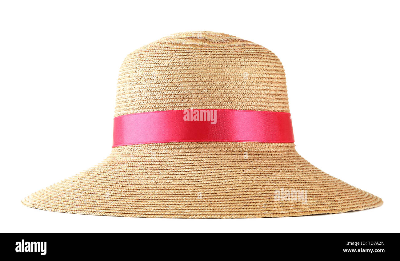 Beautiful summer hat, isolated on white Stock Photo - Alamy