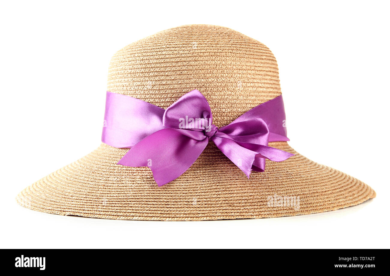Beautiful summer hat, isolated on white Stock Photo - Alamy
