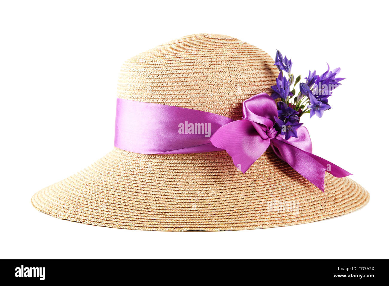 Beautiful summer hat, isolated on white Stock Photo - Alamy