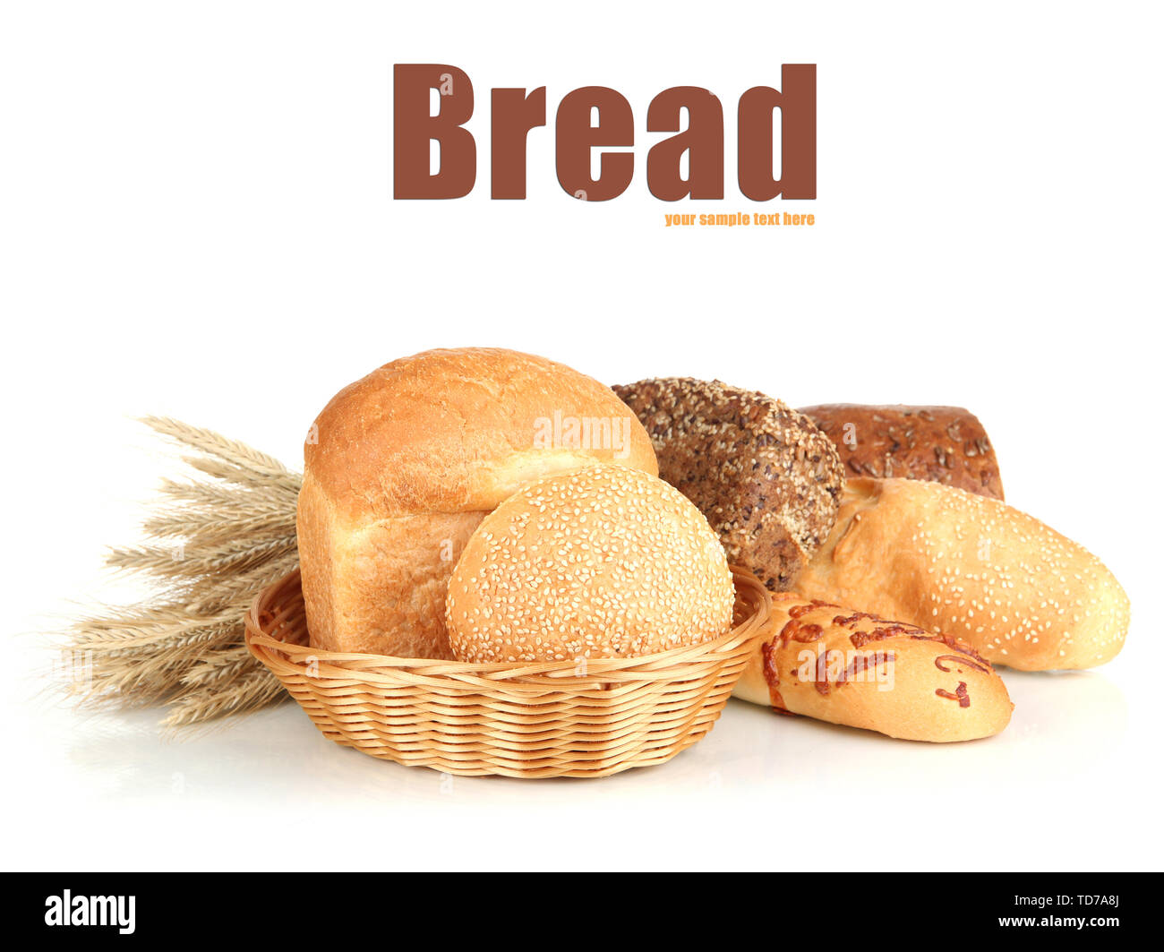Variety of bread isolated on white Stock Photo - Alamy