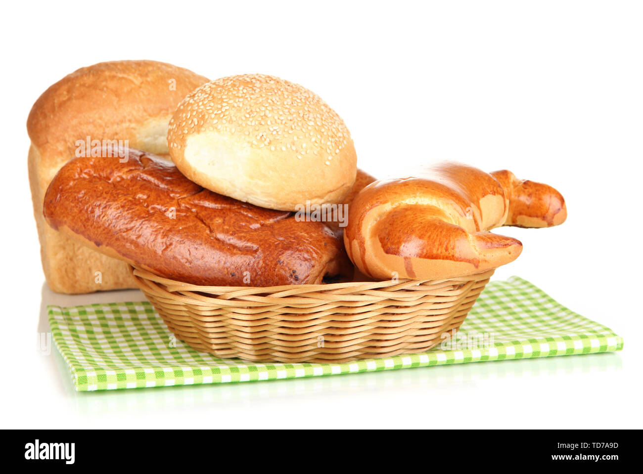Variety of bread isolated on white Stock Photo - Alamy