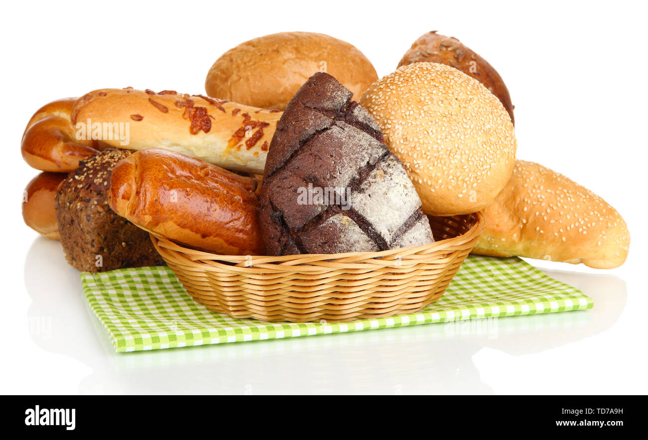 Variety of bread isolated on white Stock Photo - Alamy