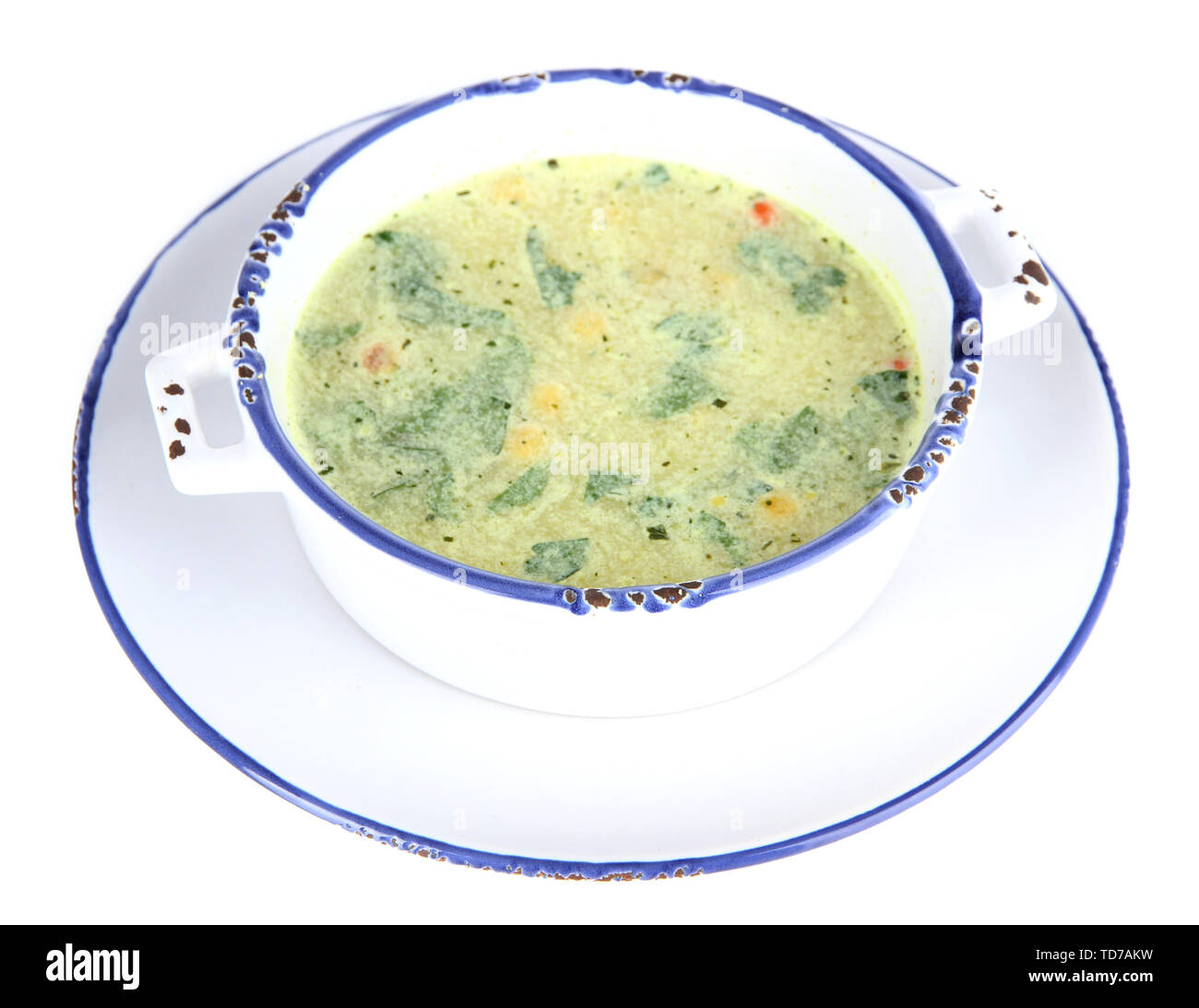 Soup in plate isolated on white Stock Photo - Alamy