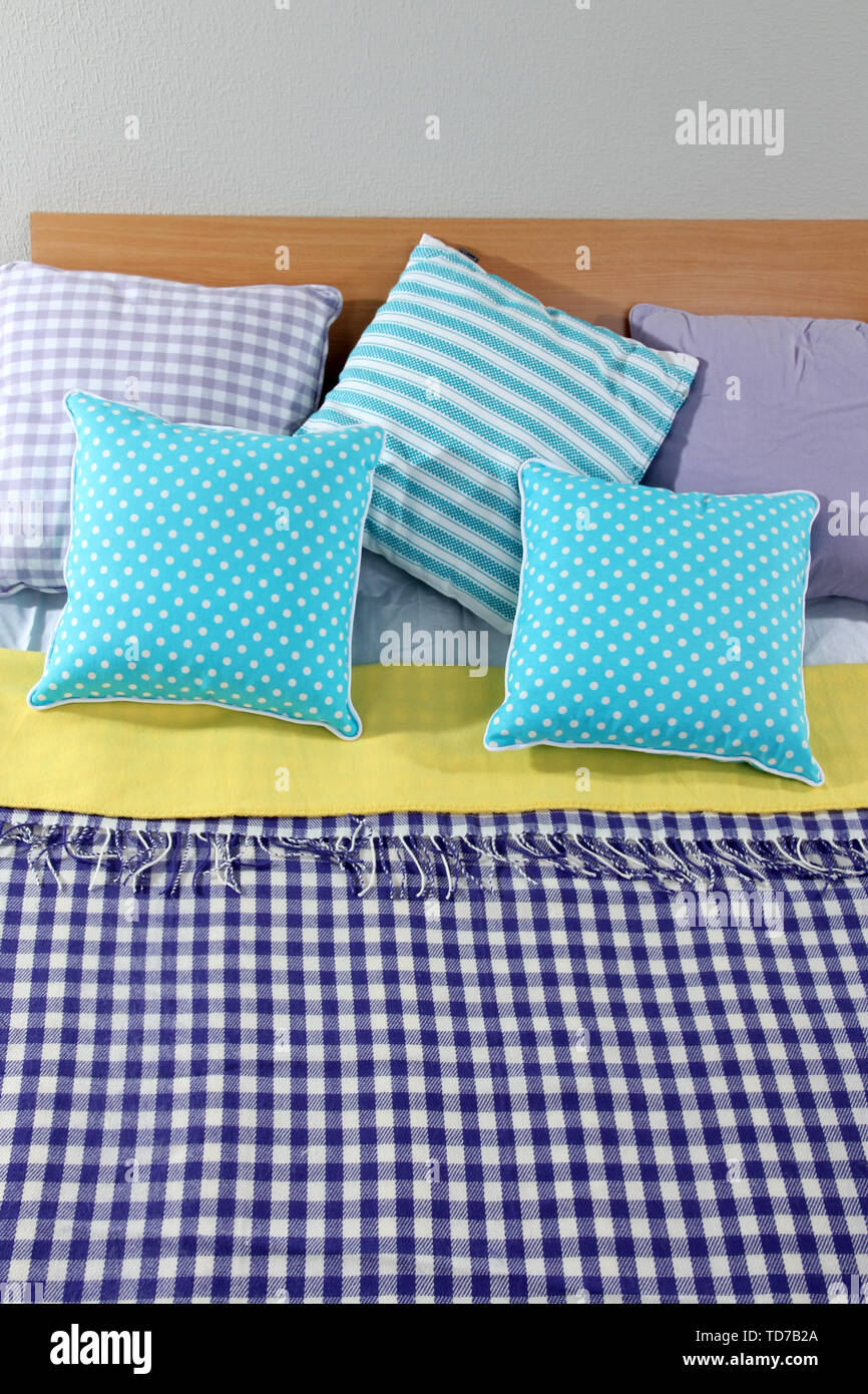 Bed in room top view close-up Stock Photo - Alamy