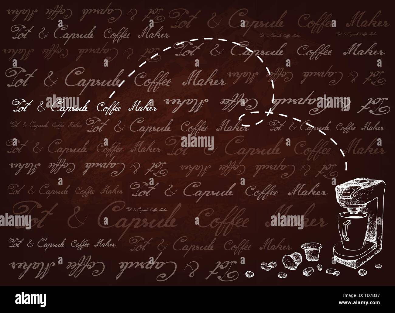 Illustration Hand Drawn Sketch of Coffee Beans and Pod or Capsule with ...