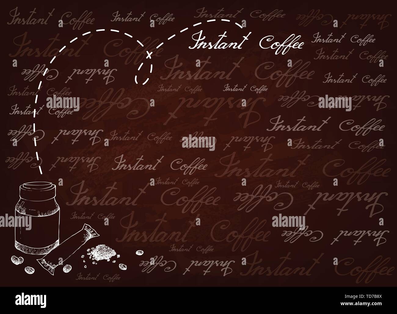 Illustration Hand Drawn Sketch of Instant Coffee or Coffee Powder on ...