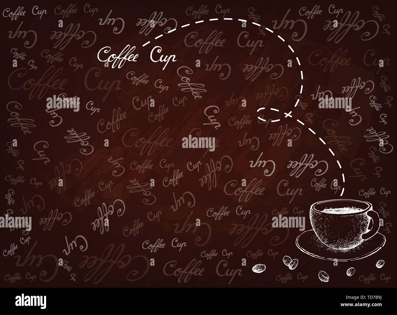 Illustration Hand Drawn Sketch of A Cup of Coffee with Roasted Coffee ...