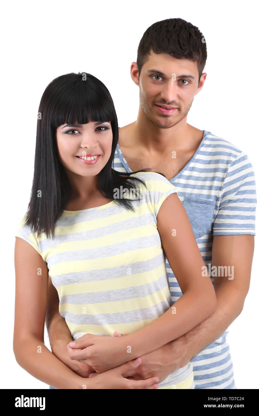 Beautiful loving couple together isolated on white Stock Photo - Alamy