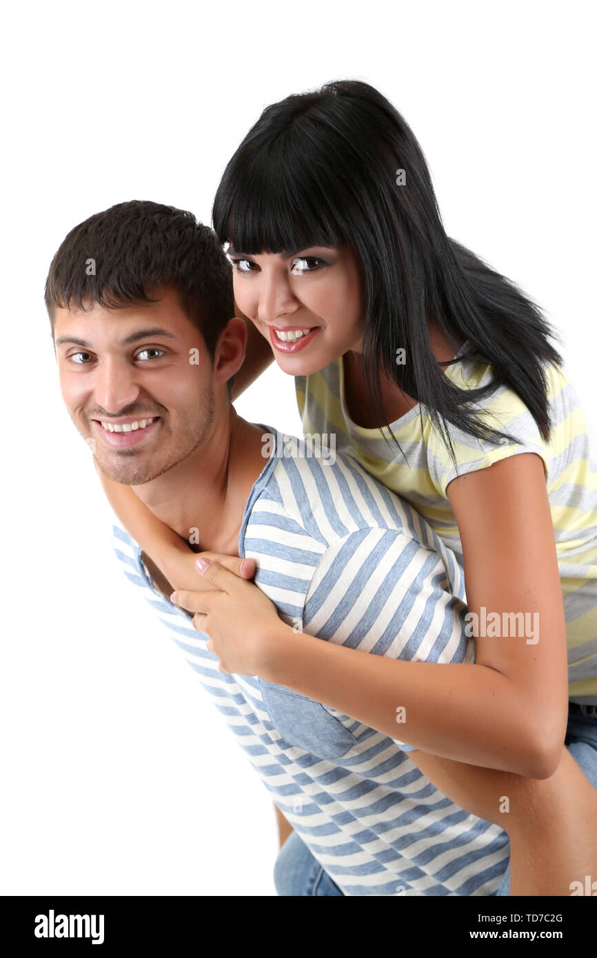 Beautiful loving couple together isolated on white Stock Photo - Alamy